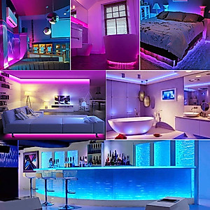 Led Strip Light, 44 keys IR remote DC12V 16.4ft Dimmable Warm Cool White RGB 5050 Color Changing Led Tape Kit Christmas Lights for Bedroom, Cupboard, Wine Cabinet, Xmas, Gift, Staircase