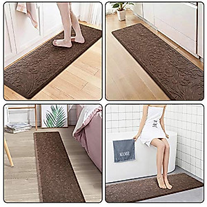 KMAT Kitchen Mat Cushioned Anti-Fatigue Floor Mat Waterproof Non-Slip Standing Mat Ergonomic Comfort Floor Mat Rug for Home,Office,Sink,Laundry,Desk 17.3" (W) x 60"(L),Brown