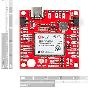 SparkFun GPS-RTK2 Board - ZED-F9P (Qwiic) High-Precision Breakout No Soldering Required Breadboardable Contains a Rechargeable Backup Battery Allowing a Warm-Start decreasing time-to-First-fix