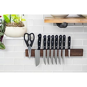 (Set of 2) Walnut Magnetic knife holder for wall 18inch /knife magnetic strip for knives.Magnet knife holder- magnetic knife holder with magnetic strip.Kitchen magnetic knife rack-magnetic tool holder