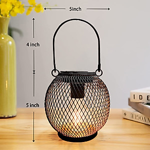 pearlstar Solar Lanterns Outdoor Hanging 2Pack Black Solar Table Lamp with Edison Bulbs for Camping Yard Patio Garden Decoration, Waterproof Hanging Lights (Black)