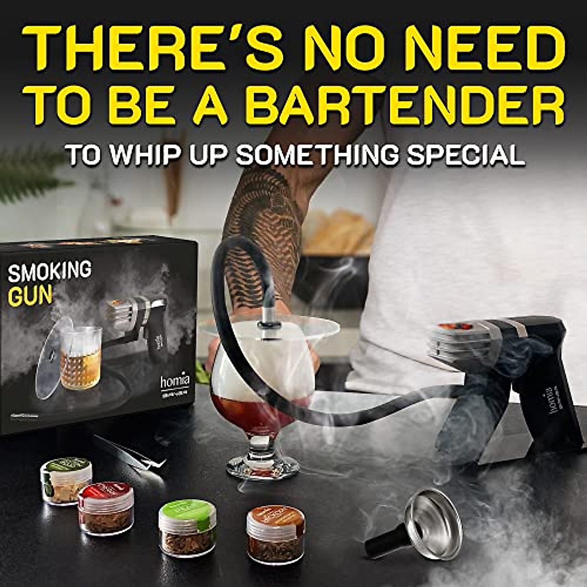 Smoking Gun Wood Smoke Infuser Birner PRO - Starter Kit, 11 PCS, Flavor Blaster Smoker Machine with Accessories and Wood Chips and Smoking Gun Bubble Mixture, 8 Oz - Proudly made in USA