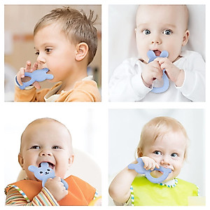 Baby Teething Toys BPA-Free Cute Silicone Bunny Teethers-Easy to Hold Soft and Comfortable Help take The Stress Out of Teething,Perfect for Newborn Girls and Boys (Light Blue)