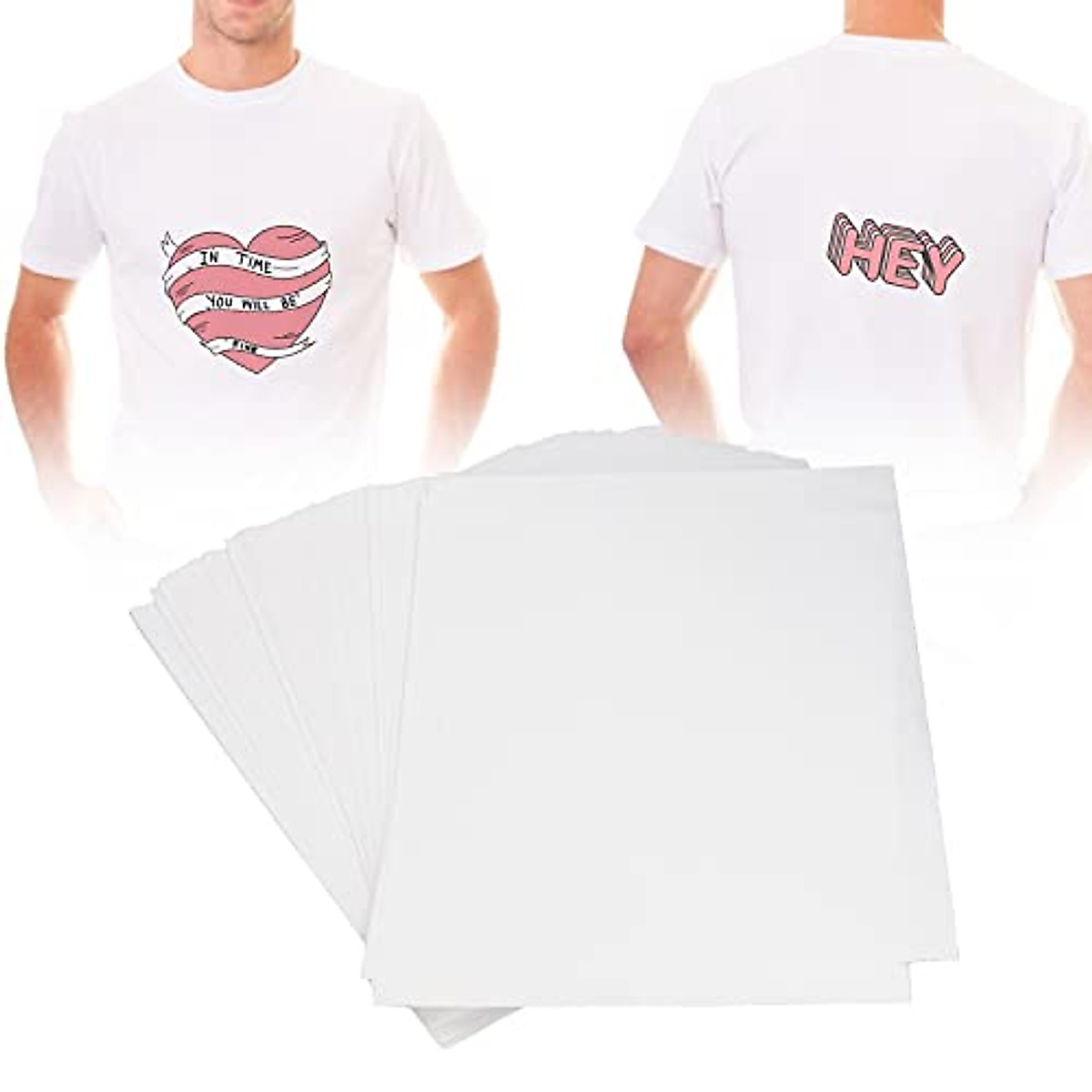 100pcs Lightweight Fabric Inkjet Printing Iron on White T-shirt A4 Sublimation Transfer Paper for Laser Printer For All Kinds of Light Color Textile Fabrics