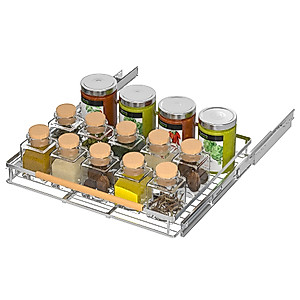 iPEGTOP Pull Out Cabinet Drawer Shelf Organizer, Extendable Sliding Slide Out Pantry Shelves Storage Heavy Duty for Kitchen Bathroom, Adjustable Width 23.1~39.9" W x 22.4" D