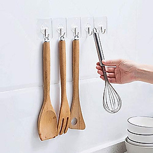 ZCgel Adhesive Wall Hooks - 10 Pack Heavy Duty 15lb（Max, Transparent Removable Utility Hooks Waterproof Sticky Hooks for Hanging Decoration Bedroom Bathroom Kitchen Garage