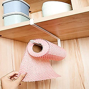 Mihao 2 Packs Kitchen Cabinet Cupboard Under Shelf Storage Paper Towel Roll Holder Dispenser Napkins Rack, White