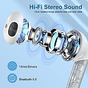 AVOVA True Wireless Earbuds Bluetooth Earphones Compatible with Apple&Android Cell Phone in-Ear Earbuds with Built in Mic,IPX4 Rating,Sweat Resistant Headphones for Sports Fitness Work (White)