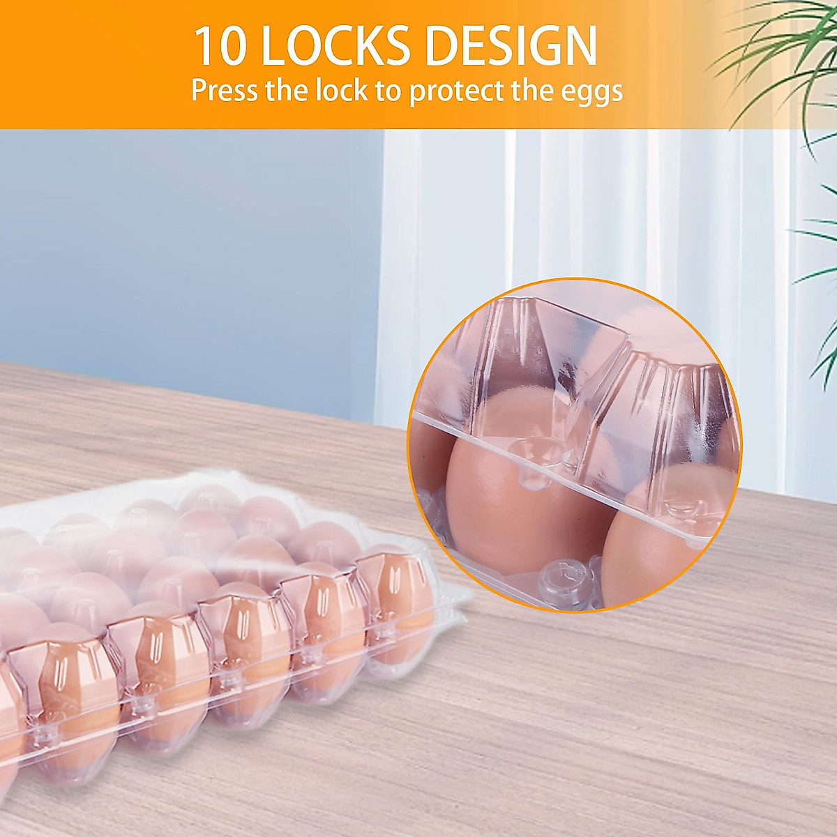 Oungy 36 PCS Plastic Egg Cartons Cheap Bulk 24 Count Clear Blank Egg Cartons with Free Labels Holds up to 24 Eggs Securely Reusable Egg Carton for Family Pasture Chicken Farm Market Display, 4x6 Grids