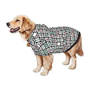 Large Dog Hoodie Funny-Mahjong-Hipster Pet Clothes Sweater with Hat Soft Cat Outfit Coat Medium