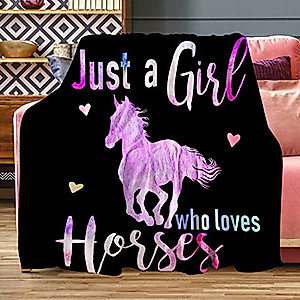 Soft Warm Fuzzy Fleece Plush Blanket 50''x60'', Smooth Cozy Flannel Throw Blanket for Bed/Couch/Office/Camping (Pink Horse)