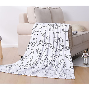 Sviuse Cat Blanket Twin Size Blanket Cat Gifts for Cat Lovers Soft Flannel White Cats Pattern Throw for Girls Women Kids (60" X 80", Cat 2)