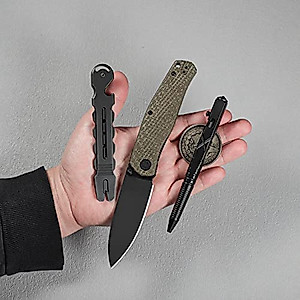 CIVIVI Sokoke Folding Knife, Ray Laconico Pocket Knife for EDC, 3.35" 14C28N Steel Blade Burlap Micarta Handle Thumb Stud Opener Front Flipper Utility Knife C22007-2