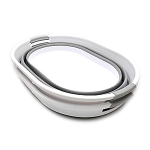 SAMMART Set of 2-39L (10.3 gallon) Collapsible Plastic Laundry Basket - Oval Tub/Basket - Foldable Laundry Washing Tub - Portable Washing Tub - Pop Up Saving