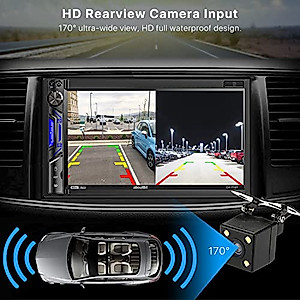 aboutBit Bluetooth Double Din Car Stereo - 7 inch HD Touchscreen MP5 Player Car Audio Receiver – Phonelink | Rearview Camera | AM/FM Radio | USB/SD/AUX | Subwoofer | SWC | Wireless Remote Control