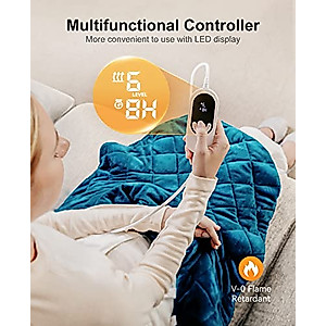 Weighted Heating Pad for Neck and Shoulders Pain Relief, Haimmy 3lb Electric Heated Neck Wrap, Fast-Heating with 6 Heat Settings, 11 Auto-Off Timers with Countdown Display, Removable Cover - 16"x20"