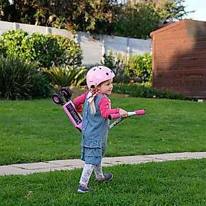 Albott Kid Scooter My 1st Scooter Folding Removable 4 Wheel Scooters for Kids 3 Growth Stage Transformer Toddler Scooters Age 3-5 (Pink)