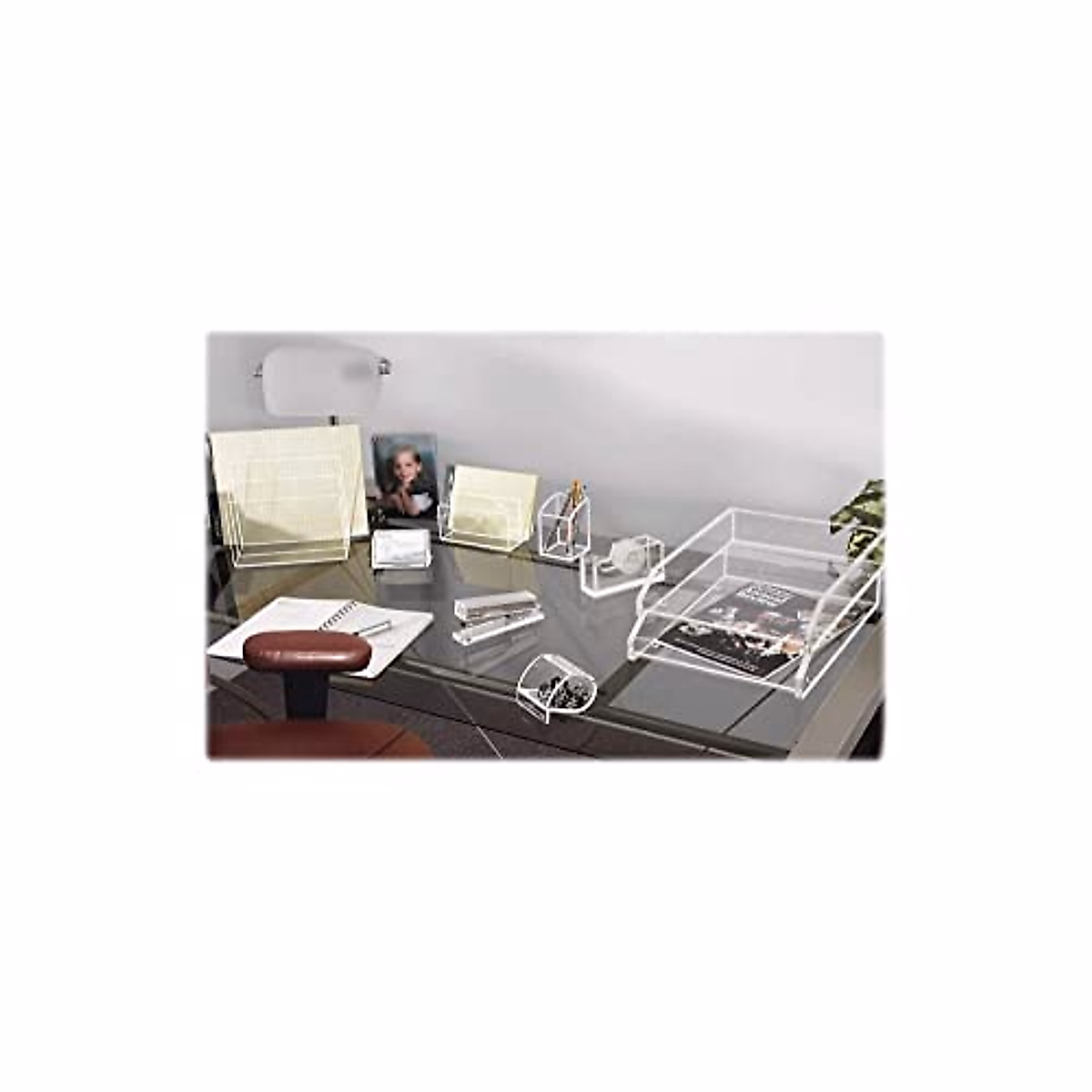 Kantek Clear Acrylic Double Letter Tray, 2 Tier Stackable Desk Organizer, Front loading, 10.6" x 13.9" x 4.8", Non-Skid Feet, Office Organizer, Desk Accessory