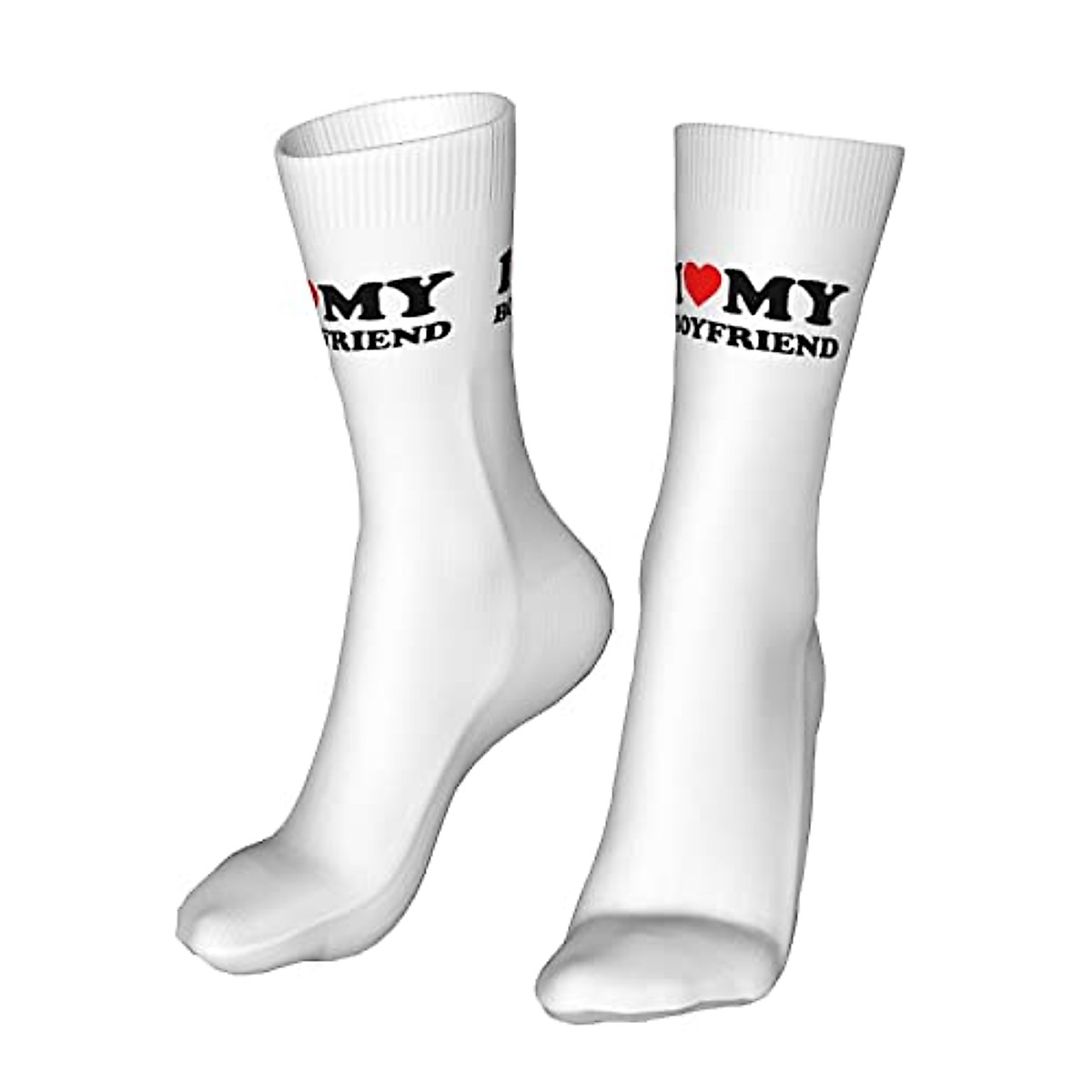 I Love My Hot Boyfriend 1 Socks Funny Socks Casual Crew Socks Compression Running Sock Moisture Wicking Novelty Christmas Gifts