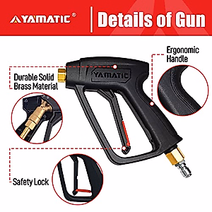 YAMATIC Pressure Washer Gun and Hose Kit, 50 FT Kink Resistant Power Washer Hose and Wand, 3/8" Swivel Quick Connector & M22-14mm Fitting Replacement for Ryobi, Simpson, Craftsman, 4000 PSI