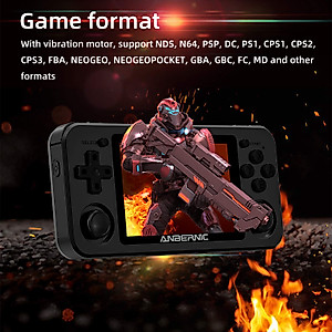 RG351M Handheld Game Console WiFi Function, Open Source System RK3326 Chip 64G TF Card 2500 Classic Games 3.5 Inch IPS Screen 3500mAh Battery (Black)
