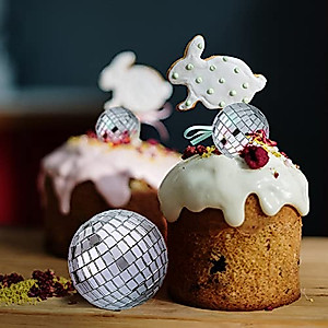 12pcs Disco Ball Cake Toppers, 4 sizes disco ball cake topper sliver Disco Theme Accessories for Birthday Cake Party 70s Theme Party Favor Cake Disco Ball Party Decorations