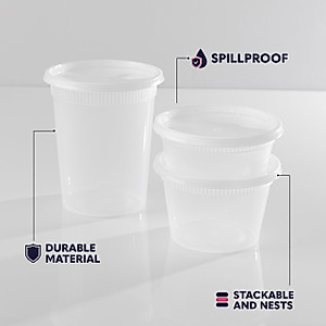 Food Storage Containers With Lids, Plastic Deli Containers Variaty Pack, Soup Containers With Airtight Lids Meal Prep To Go, Microwave, Freezer & Dishwasher Safe BPA-Free, 48 Pack, 16 & 32 Oz