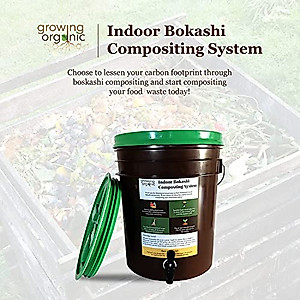 Indoor Bokashi Composting System - Kitchen Compost Buckets with A Spout - Air Tight Gamma Seal Lid - Practical Way to Collect All Your Organic Waste - 5lbs of Kashi Blend