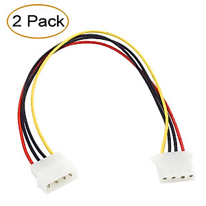 2 Pack Computer Molex 4 Pin Power Supply Extension Cable - Female to Male HDD IDE Computer Fan Internal Power Extension Cable 8 Inch