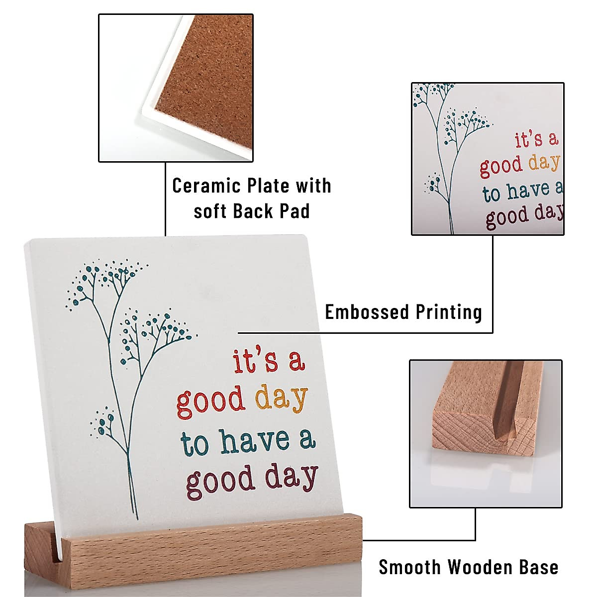 Positive Decor Motivational Gifts for Women, It's a Good Day Sign Inspirational Desk Art Decor, Emotion cheerful Support Mindset Good Vibes Decoration for Home Office