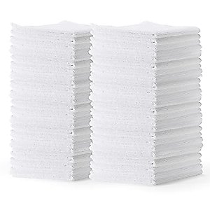 CARTMAN 14 x 14 Inch, 60 Pack, 280GSM Microfiber Cleaning Cloths, All-Purpose Softer Highly Absorbent, Lint Free, Streak Free Wash Cloth for House, Kitchen, Car, Window, White