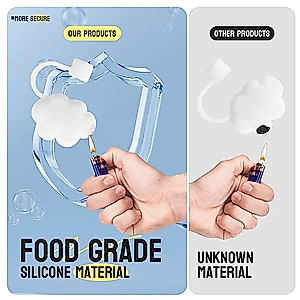 6Pcs Cloud Straw Covers Cap for Stanley Cup,Compatible with Stanley Cup 30&40 oz with Handle,Reusable Silicone Straw Tip Topper for Stanley Accessories,Soft Protector Cover for 0.4 inch/10mm Straws