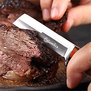 Doom Blade 6.3" Fixed Blade Small Cutter Knife Hunting Knife with Nylon Sheath, Lightweight,Easy to carry Camping Knife 440C Stainless Steel Blade with Wood Handle,Full Tang,For Outdoor, Hunting, Camping (Right Angle)