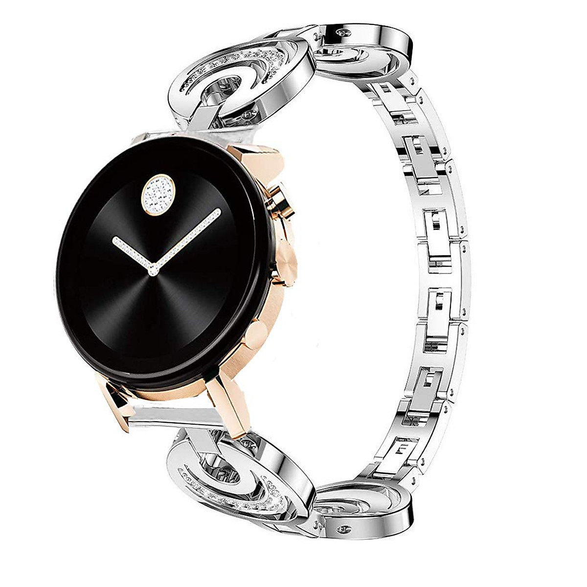 200Pcs Compatible for Movado 2.0 Smartwatch Band, Blueshaw Crystal Rhinestone Diamond Jewelled Stainless Replacement Straps Compatible for Movado Connect 2.0 Smartwatch 40mm / 42mm (Silver)