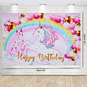 Unicorn Birthday Party Decorations Girls - 110PCS Unicorn Party Supplies, Balloon Arch Garland Kit with Unicorn Rainbow Birthday Backdrop, Unicorn Tablecloth, Birthday Balloons, Confetti Balloons
