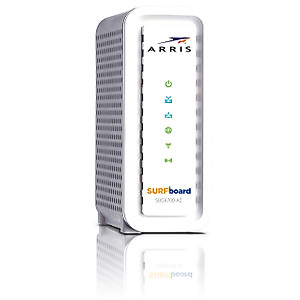 ARRIS Surfboard (8x4) Docsis 3.0 Cable Modem Plus AC1600 Dual Band Wi-Fi Router, Certified for Comcast Xfinity, Spectrum, Cox & More (SBG6700AC), White, Max Download Speed: 343 Mbps