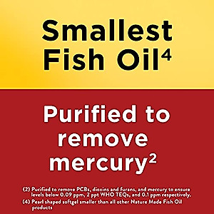 Nature Made Omega 3 Fish Oil Pearls 550 mg per serving, Small Size Fish Oil Supplements as Ethyl Esters, Omega 3 Supplement for Healthy Heart Support, 300 Softgels, 100 Day Supply