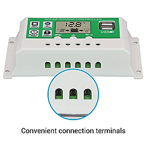 30A Solar Charge Controller 12V/24V Auto, Solar Panel Charge Controller 30Amp Solar Regulator Lithium Battery/Lead-Acid with Dual USB LCD, Adjustable Parameter Backlight LCD Display and Timer Setting