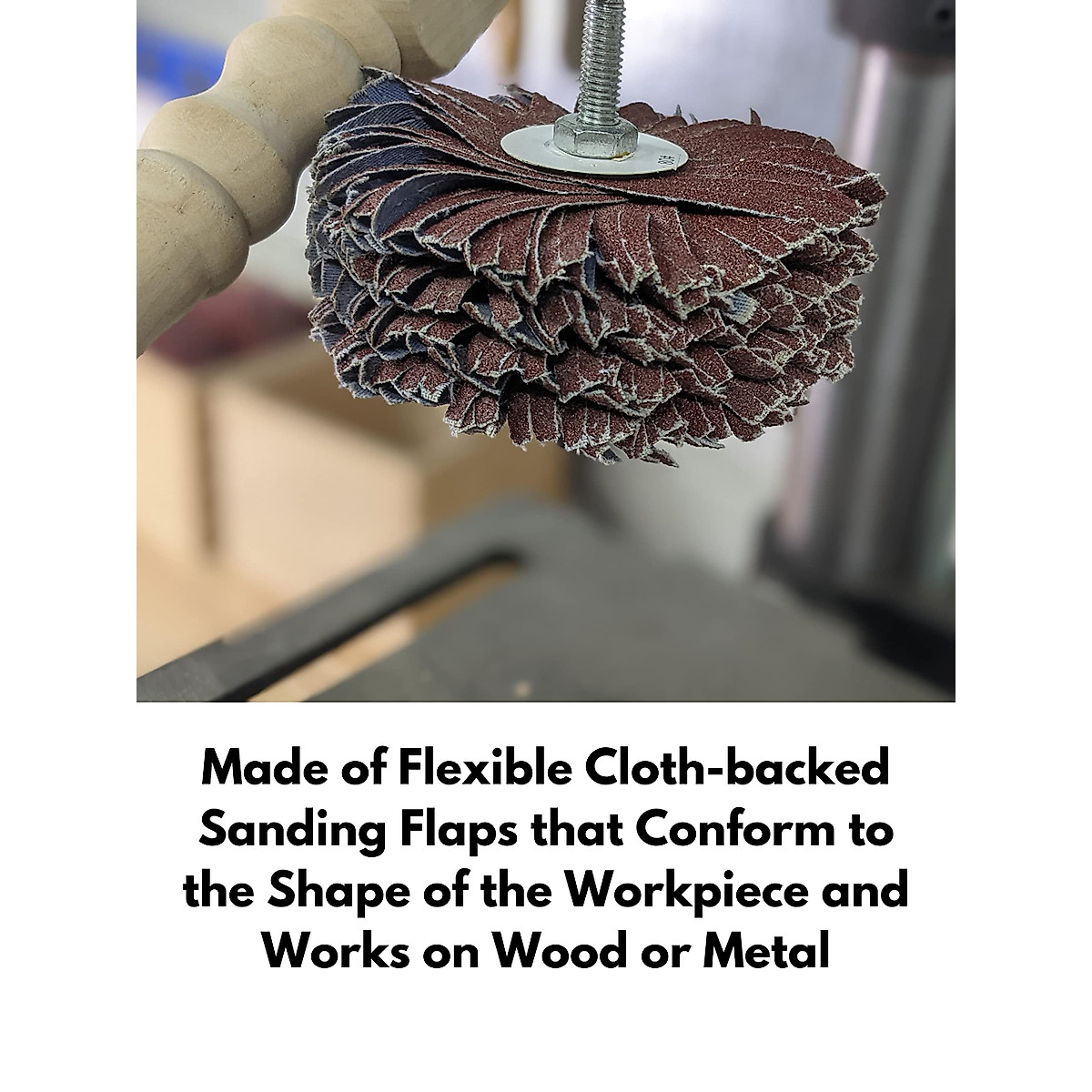 LINE10 Tools 4-inch Sanding Mop Kit, Moulding Flap Sander Wheel for Drill Press 80, 120, 240 Grit, Pack of 3