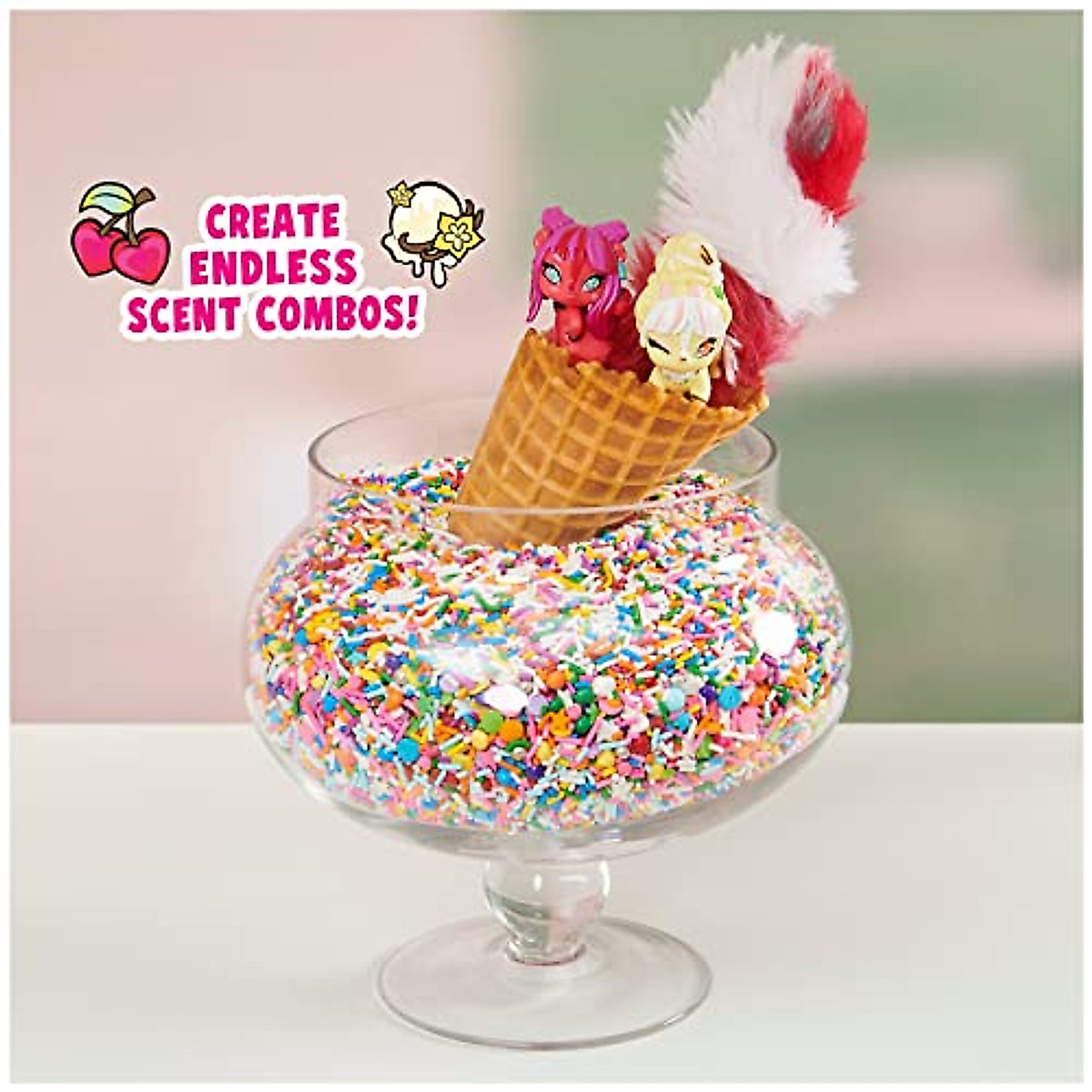 Whiffies, Ice Cream Shop 2-Pack, Surprise Collectible Animals with Scented Plush Tails (Styles May Vary), Kids Toys for Girls Ages 5 and up