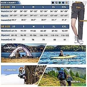 Hiauspor Hiking Pants Women Convertible Lightweight Zip Off Pants Quick Dry Outdoor Stretch Pants UPF 50+ Trousers (Grey, Large)
