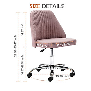 Sweetcrispy Armless Office Chair Cute Desk Chair, Modern Fabric Home Office Desk Chairs with Wheels Adjustable Swivel Task Computer Vanity Chair for Small Spaces
