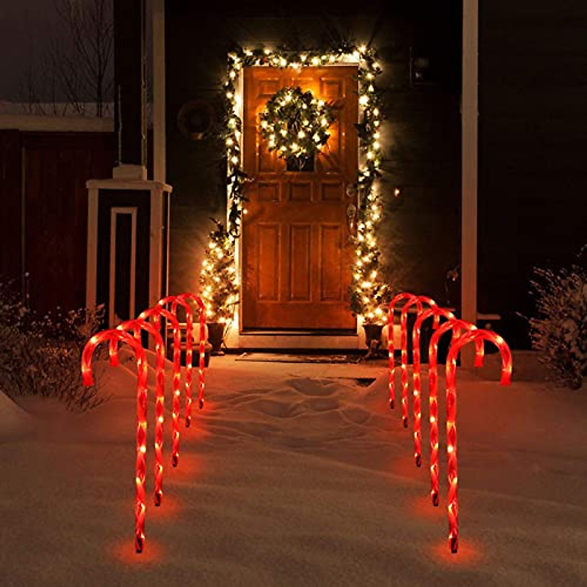 Christmas Candy Cane Lights,LED Christmas Candy Cane Lights， Fairy Landscape Lighting Outdoor Garden Pathway Yard Lawn， Lamp Home New Year Xmas Decoration 10pcs