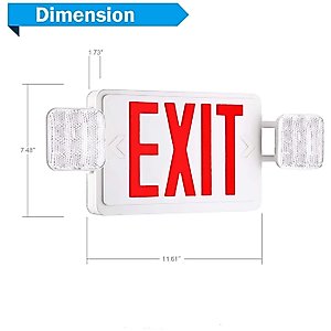 EXITLUX 1 Pack Red Led Emergency Exit Lights with Battery Backup-UL Certified 2 LED Adjustable Head -120/277VAC-Emergency Exit Sign/Exit Emergency Light Combo/Exit Signs for Business/Room.