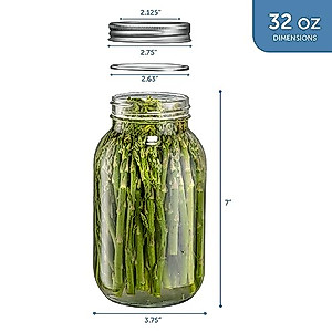 Sweeler 32oz Glass Canning Jars with Lids and Bands, Regular Mouth Mason Jars for Preserving Food, Canning Jars for Juice, Jam, Honey, Wedding Favors, Bath Salts (2)