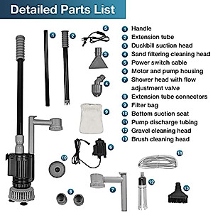 FinTech Aquarium Gravel Cleaner - Quickly and Easily Clean Your Aquarium - Aquarium Vacuum Gravel Cleaner - Ensure Your Fish Live in a Healthy and Clean Environment - Fish Tank Vacuum Gravel Cleaner