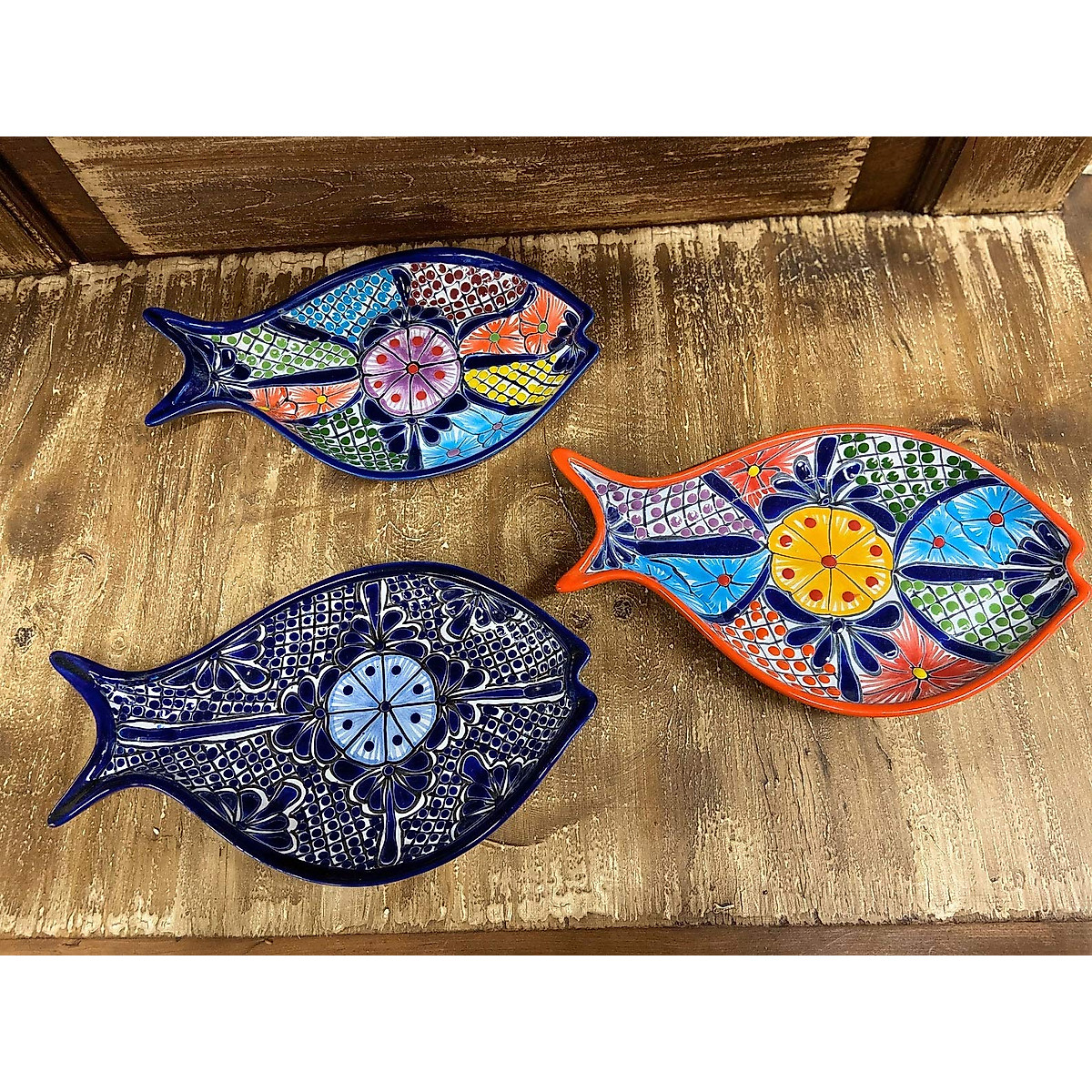 Talavera Fish Shaped Serving Platter, Appetizer Plate