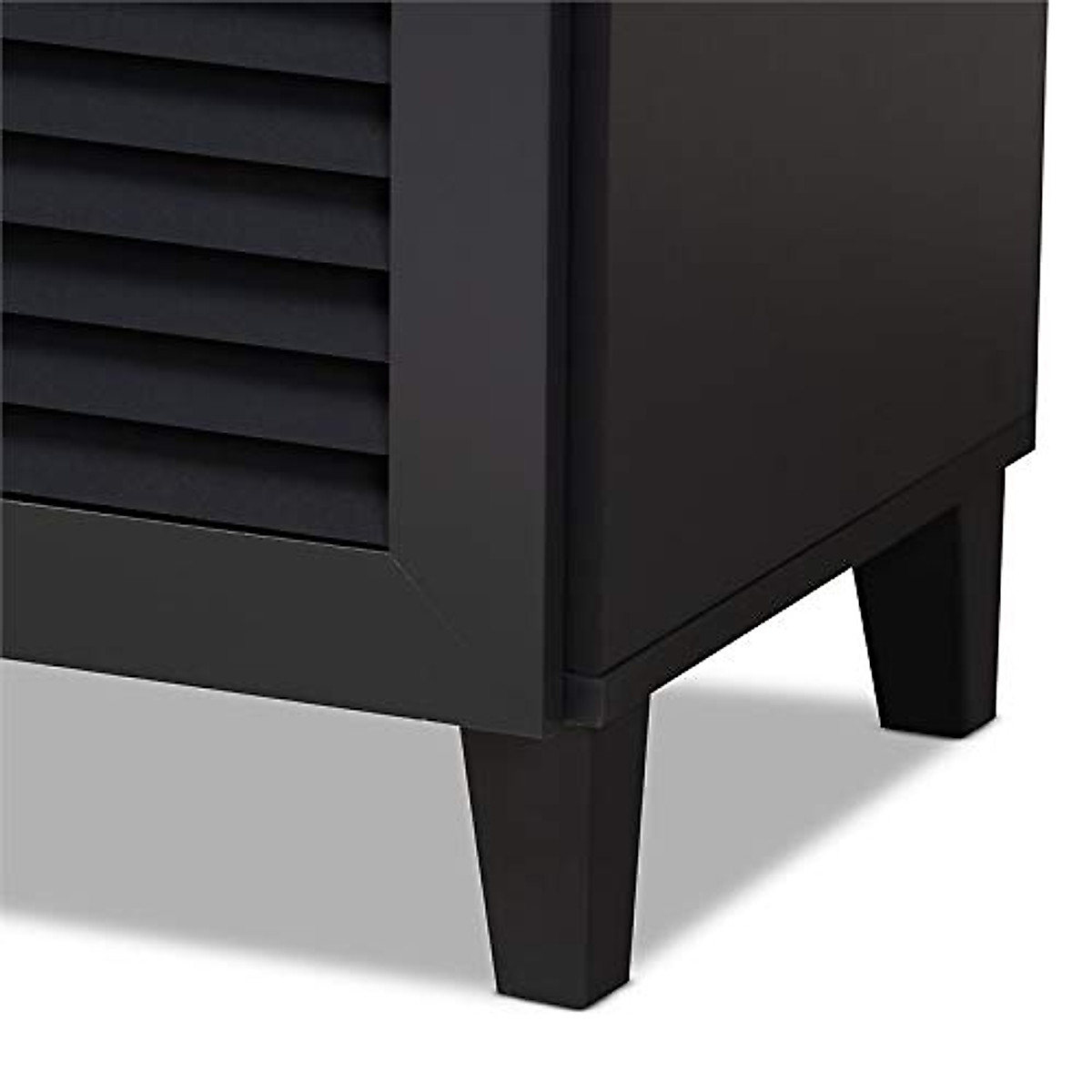 BOWERY HILL Modern and Contemporary Dark Grey Finished 11-Shelf Wood Shoe Storage Cabinet with Drawer