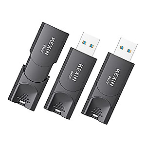 KEXIN Flash Drive 64GB USB 3.0 Flash Drive Thumb Drive 64 GB USB Drive Bulk Jump Drive 64G Memory Stick Jump Drive with LED Light for Data Storage Black 3 Pack