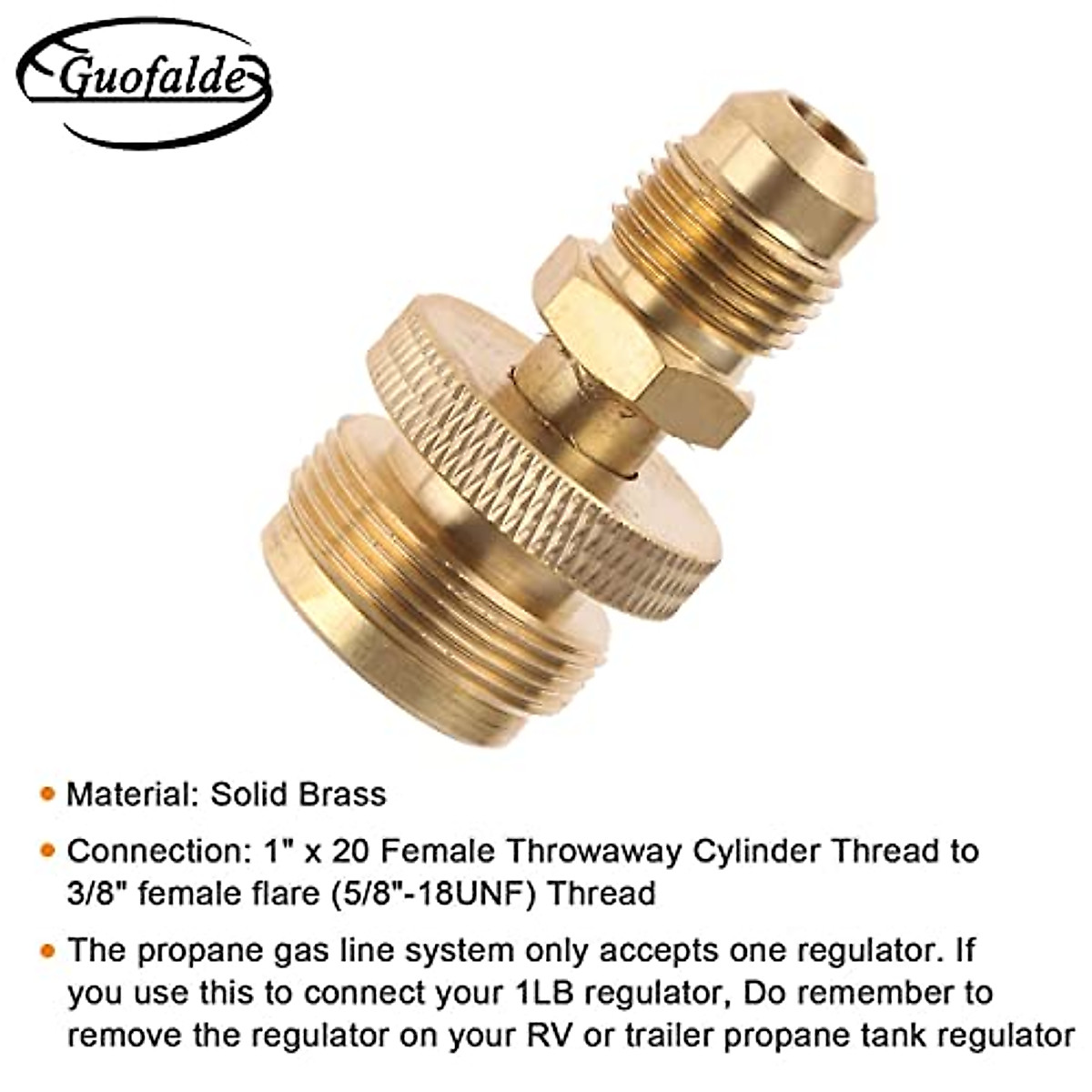GUOFALDE 1LB Portable Propane Tank Cansiter Regulator Adapter Connection to 3/8" Male Flare (5/8"-18UNF) Thread, Portable Camping Grill Stove Parts for Heaters, Burner, Cooker, Fire Pit Parts